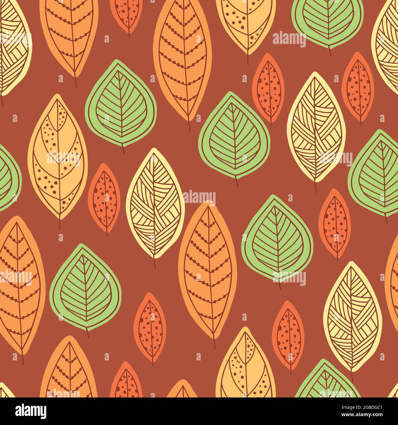 Colorful autumn leaves pattern cartoon vector. Fall seamless background ...