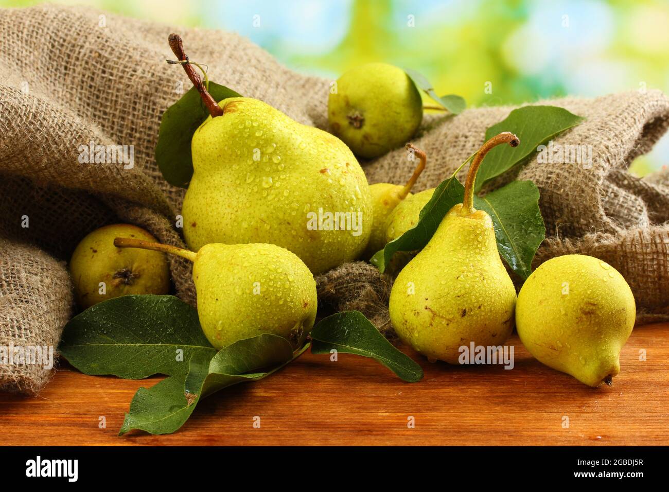 Juicy flavorful pears of nature background Stock Photo - Alamy