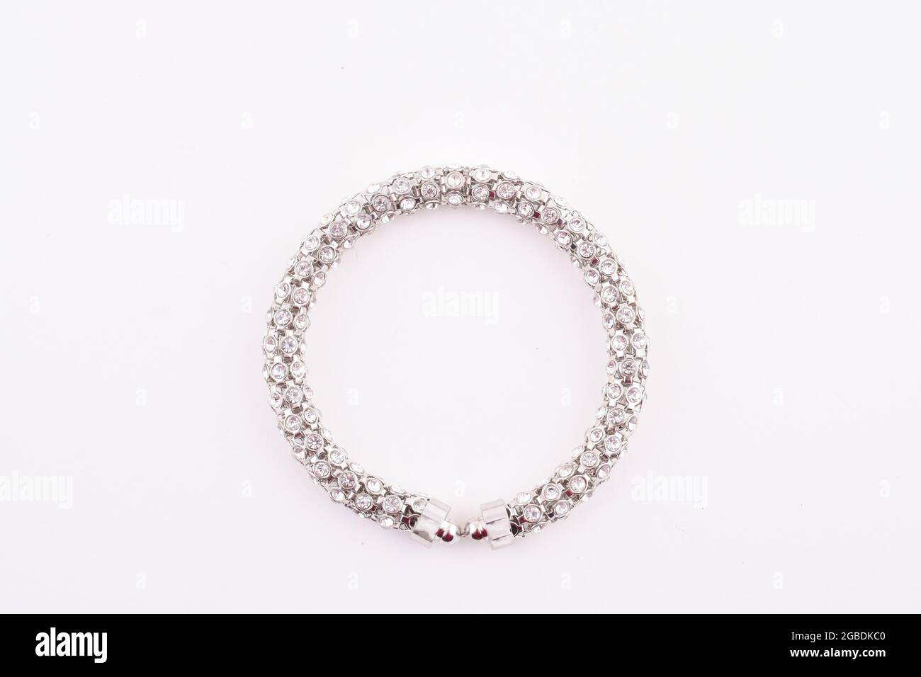 Top View Of Silver Bangle Diamond Isolated On White Background Stock ...