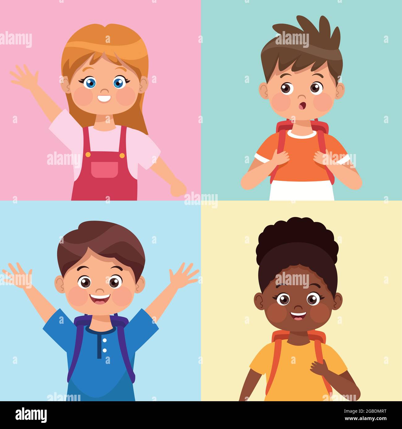 four little students characters Stock Vector Image & Art - Alamy