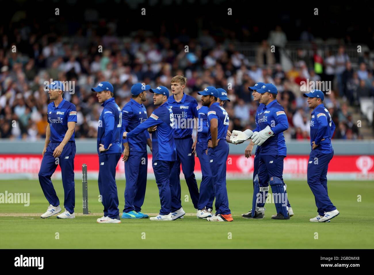 London Spirit’s Blake Cullen (centre) celebrates with his team mates ...