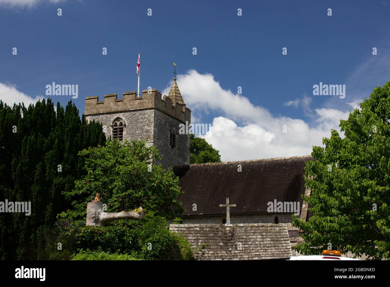 Stone castle with trees around Stock Photo - Alamy