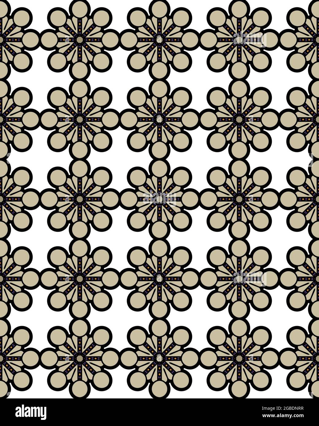 Seamless pattern with gray flower-shaped elements in the white ...