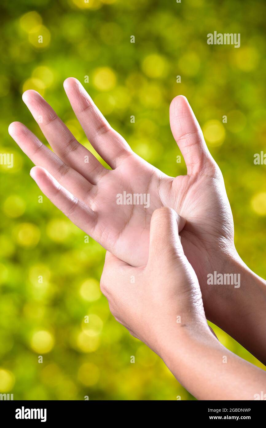 Acupressure Pressing Palm for Anxiety Refile Stock Photo - Alamy