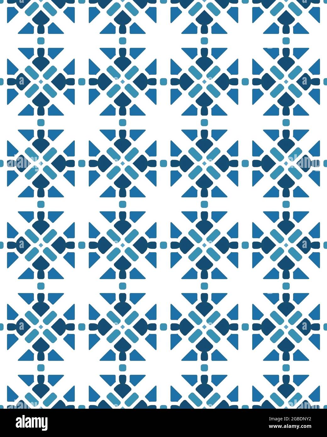Seamless tile pattern with geometric shapes in white and blue Stock ...