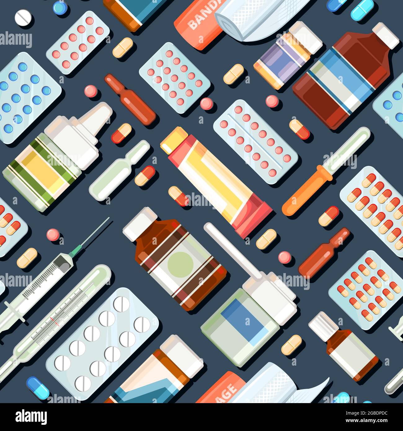 Medicines seamless pattern. Illustration with pills. Concurrency ...