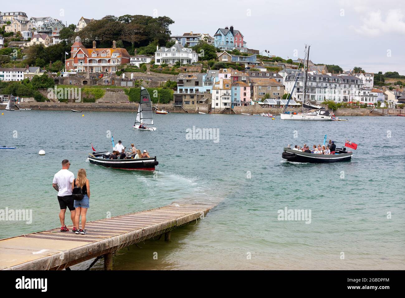 The view of Salcombe in South Devon including the famous Salcombe ferry ...