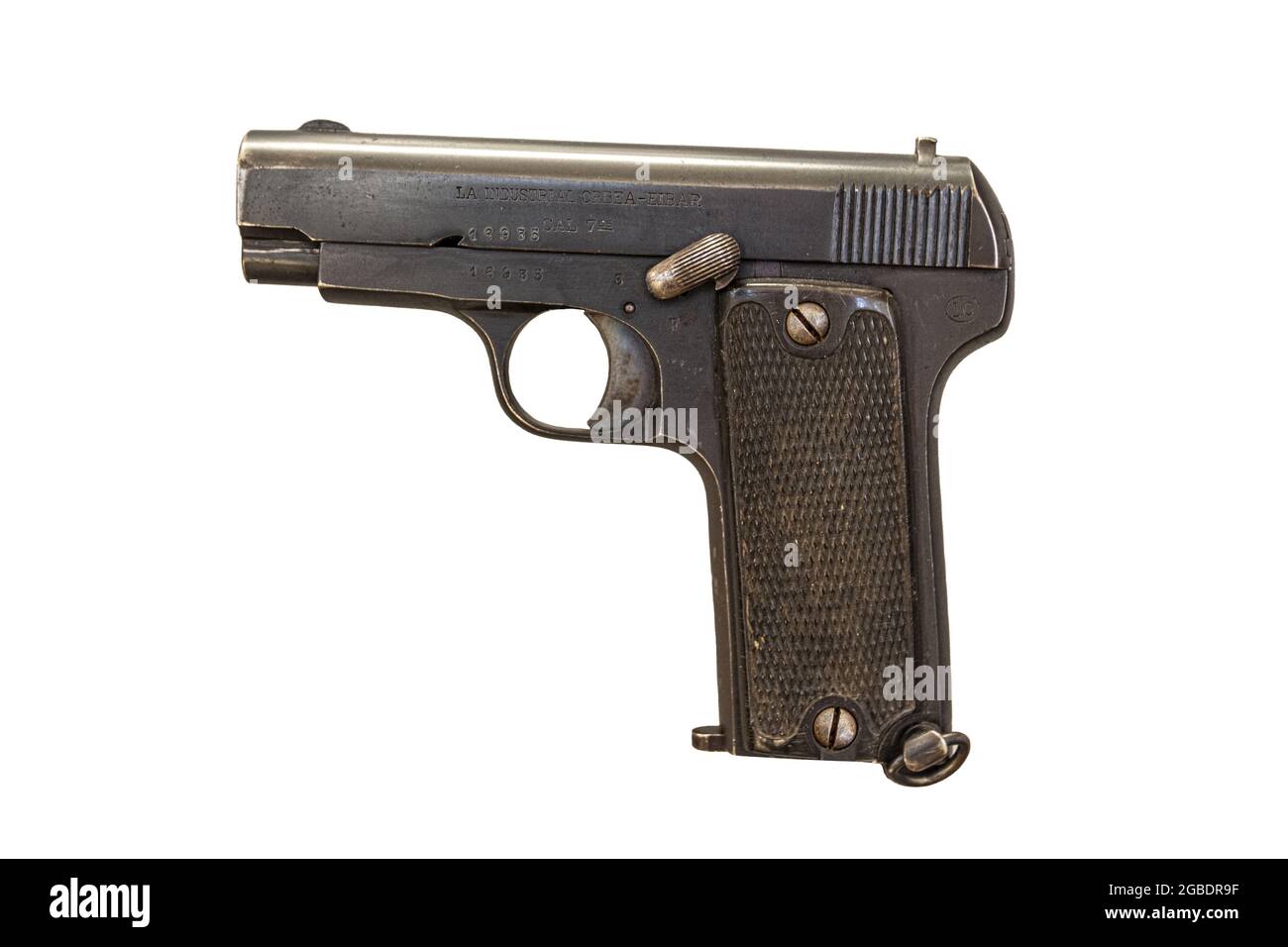 PARIS, FRANCE - Mar 24, 2020: A closeup shot of a gun used during a war ...