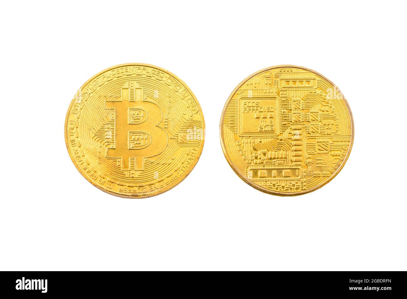 Front and Rear View Of Bitcoin Isolated On White Background With ...
