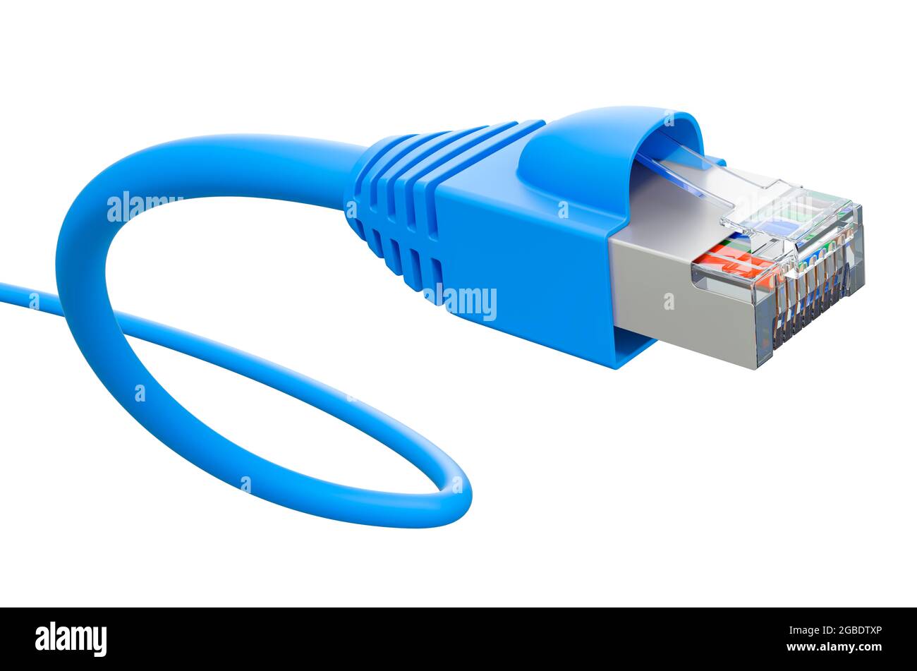 LAN Ethernet Network Cable, 3D rendering isolated on white background ...