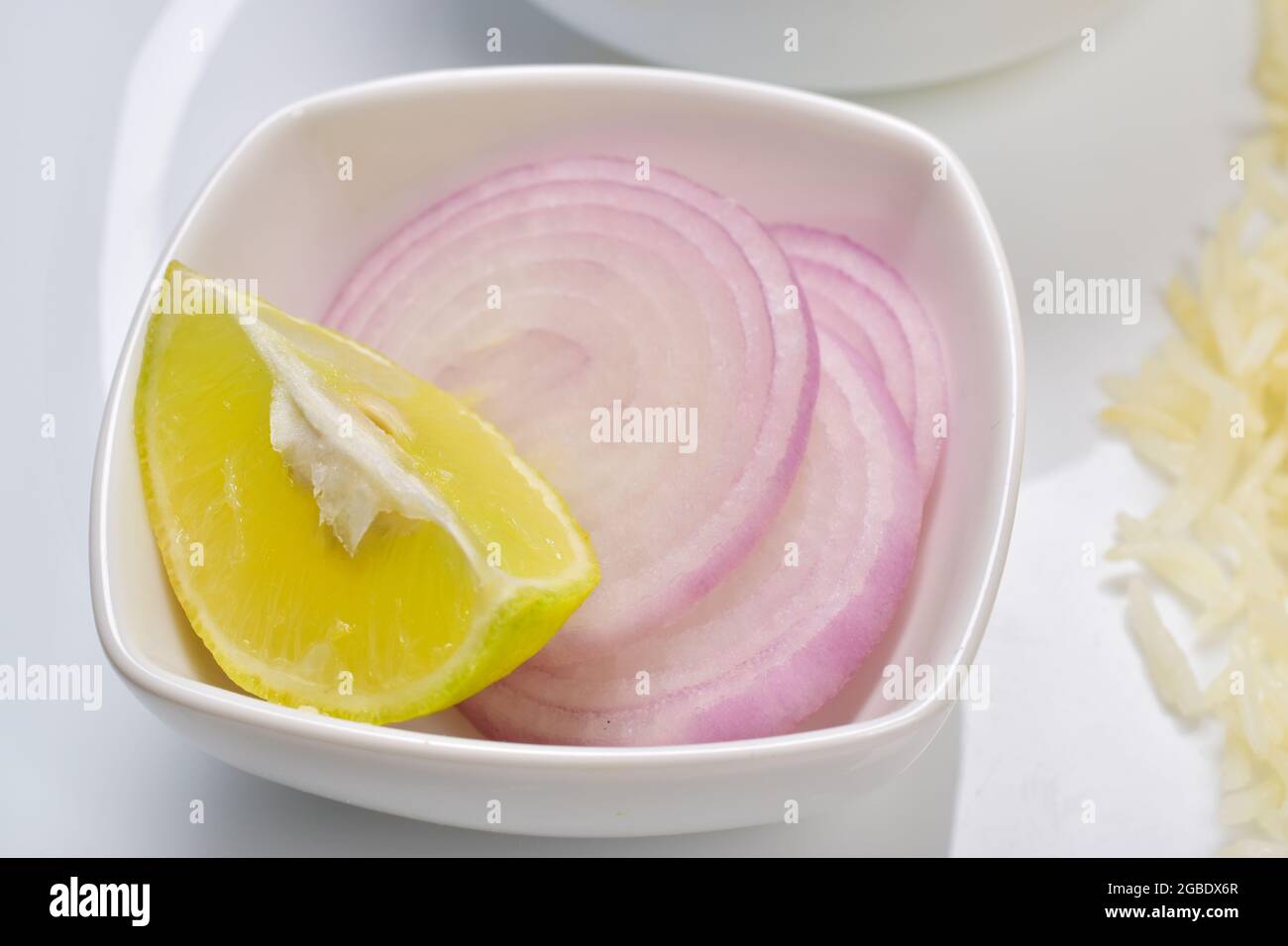 Closeup Of Onion Lemon Food Plate Stock Photo - Alamy