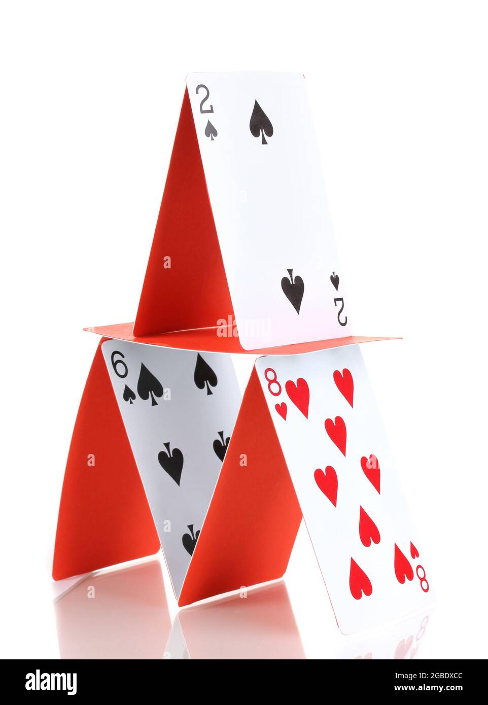 Card house isolated on white Stock Photo - Alamy