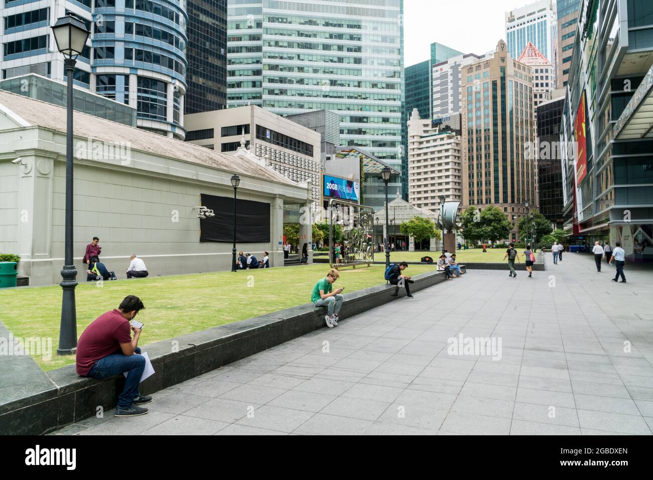 Singapore -january 28th 2019: Raffles Place, metro station and the ...