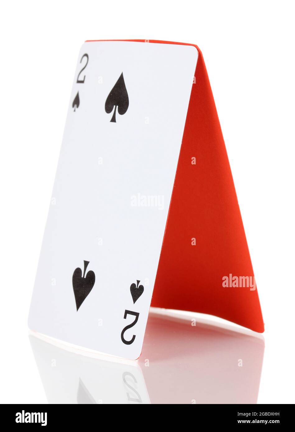 Card house isolated on white Stock Photo - Alamy