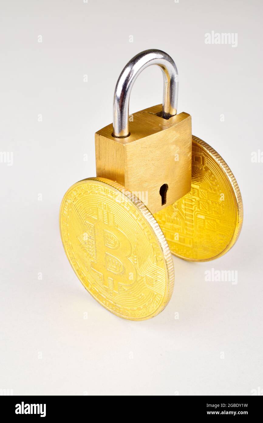 security concept, cryptocurrency security, virtual currency isolated on ...