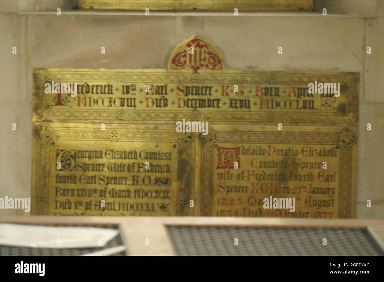 plaque in the crypt for Diana Spencer princess of Wales Church buried ...