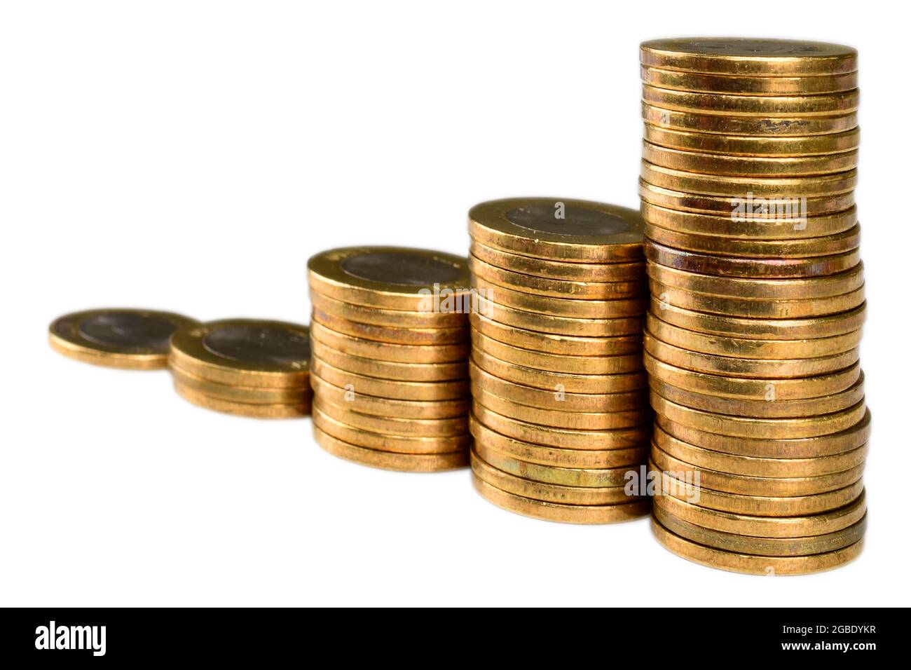 Upward Going Coin Stack isolated On White Background With Clipping Path ...