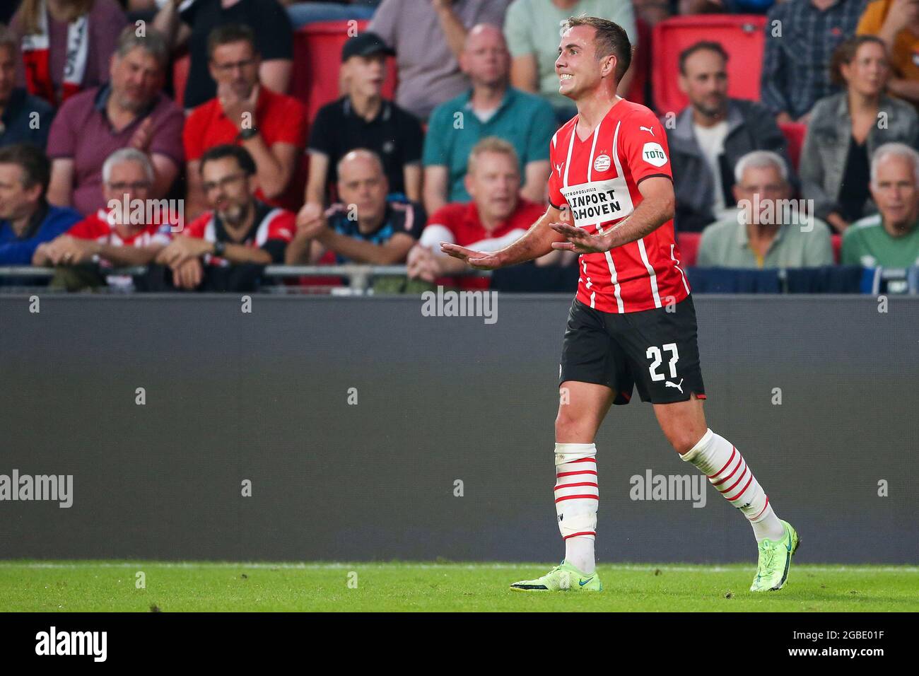 EINDHOVEN, NETHERLANDS - AUGUST 3: Mario Gotze of PSV Eindhoven during ...