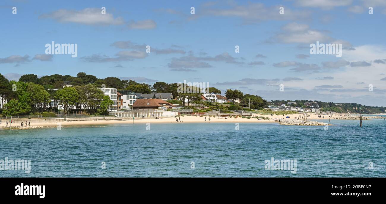 Poole, Dorset, England - June 2021: Beach and seafront of Sandbanks ...