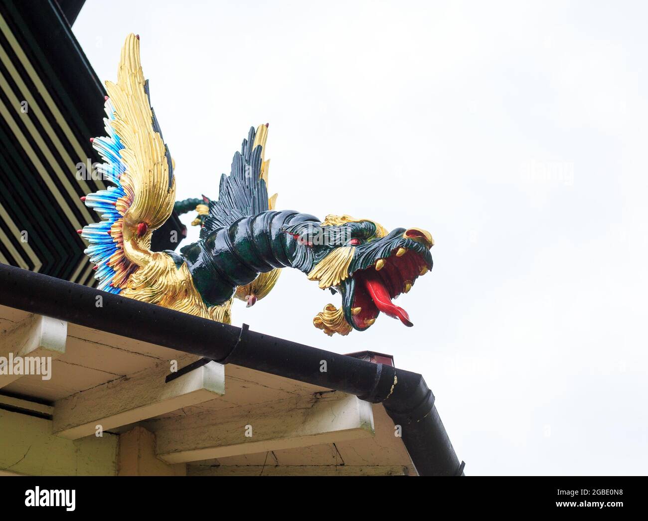 Kew Gardens, London 2021. Dragon Statue located on the Great Pagoda ...