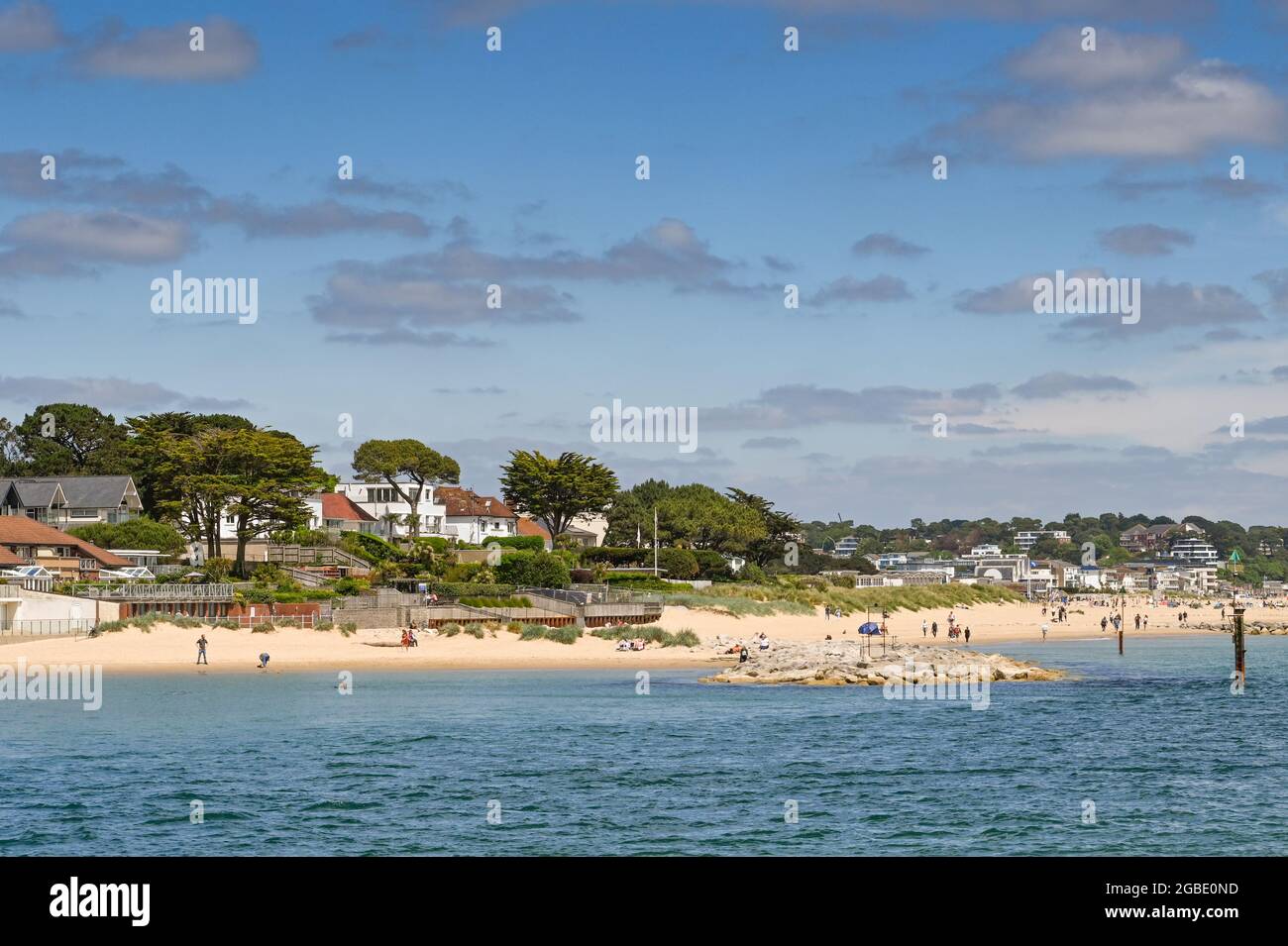 Poole, Dorset, England - June 2021: Beach and seafront of Sandbanks ...