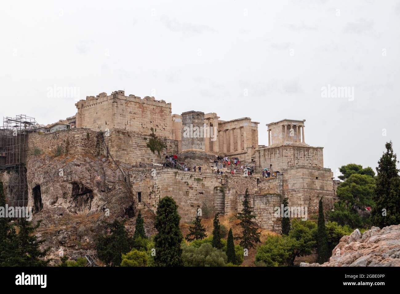 Athens, Greece - September 24, 2019: Acropolis hill (Parthenon, Temples) in summer cloudy day ...