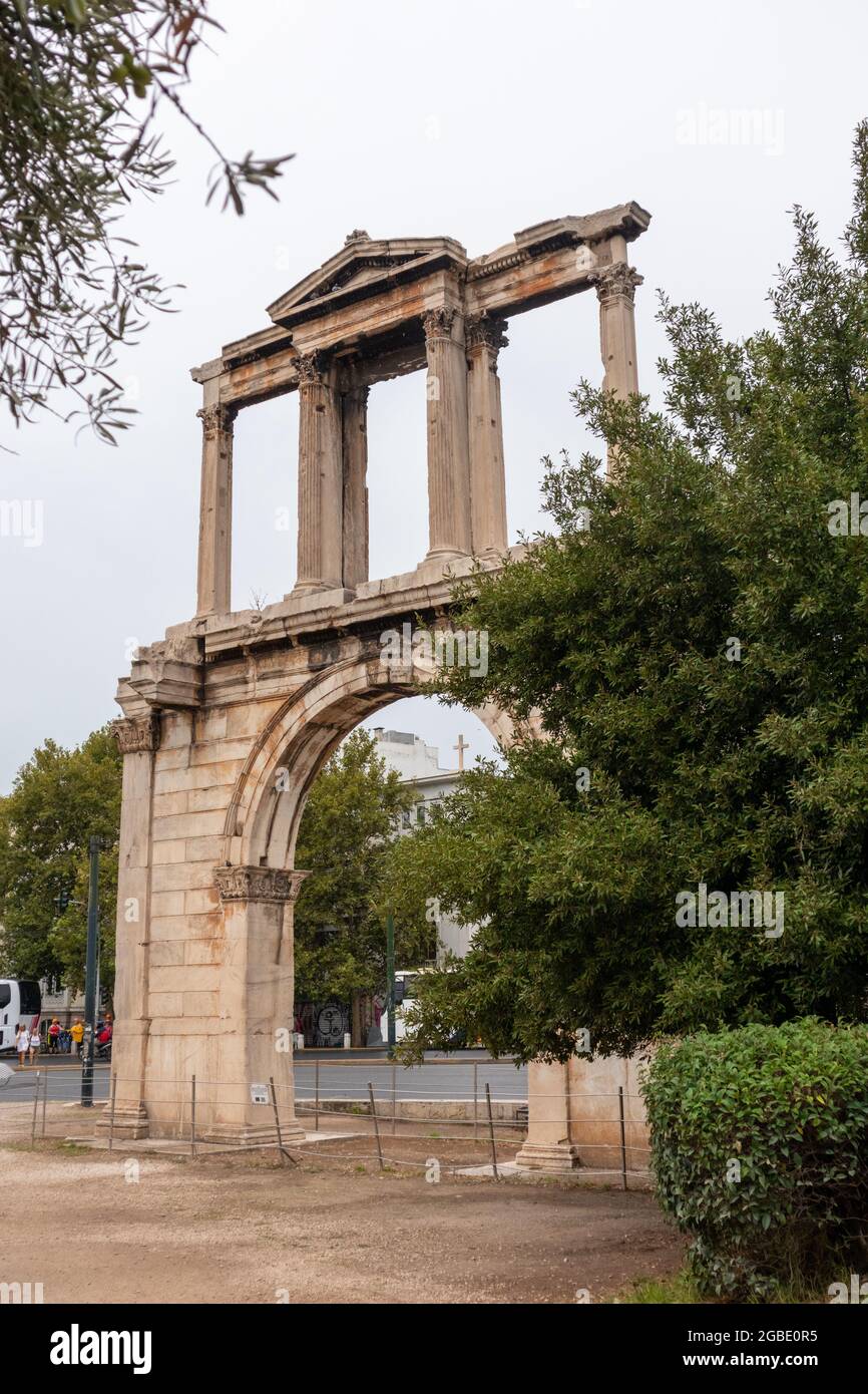 Athens, Greece - September 24, 2019: Arch of Hadrian, Hadrian's Gate ... Athens, Greece - September 24, 2019: Arch of Hadrian, Hadrian's Gate ...