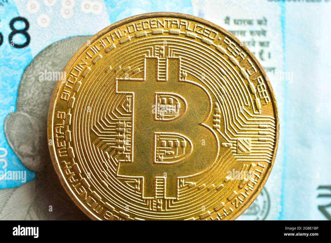 Bitcoin With Indian Currency Note Stock Photo - Alamy