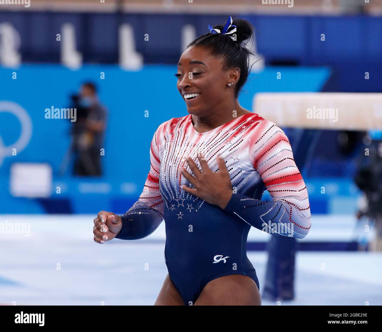 Tokyo, Kanto, Japan. 3rd Aug, 2021. Simone Biles (USA) competes on the ...