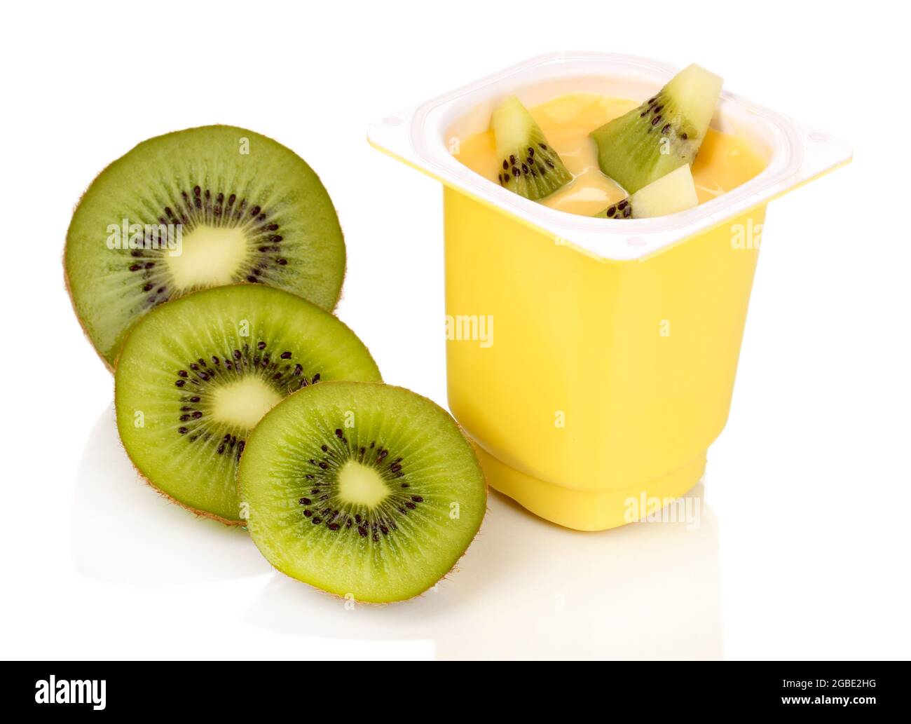 Yogurt with kiwi isolated on white Stock Photo - Alamy