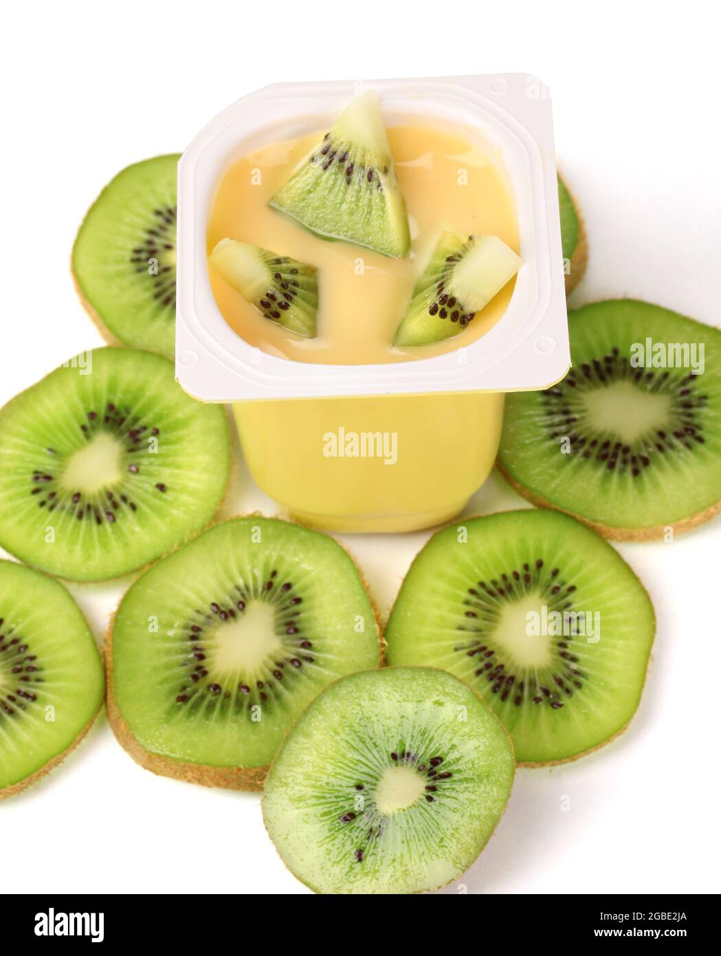 Yogurt with kiwi isolated on white Stock Photo - Alamy