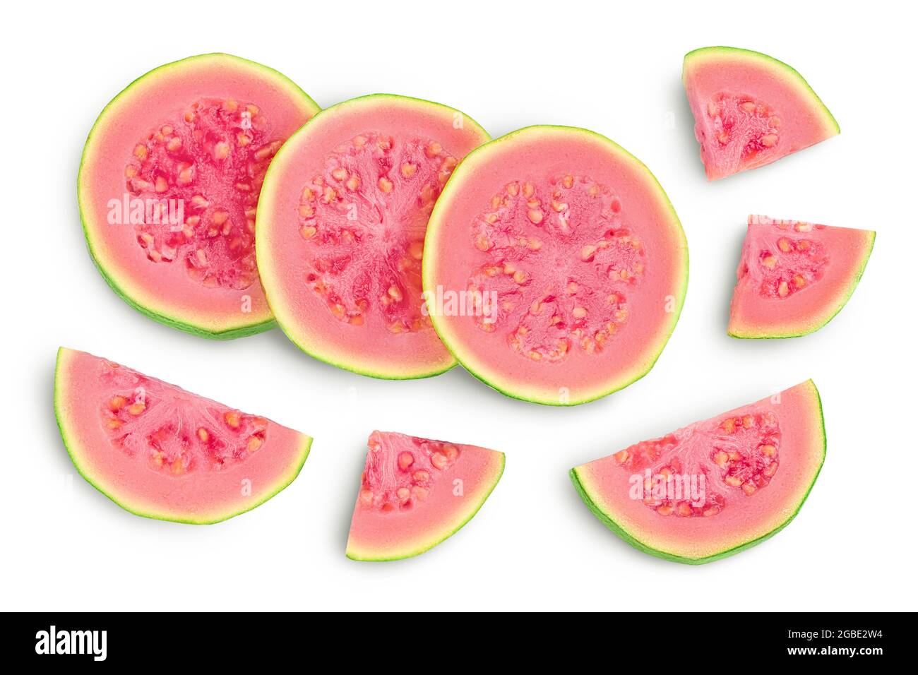 Guava fruit slices isolated on white background with clipping path and ...