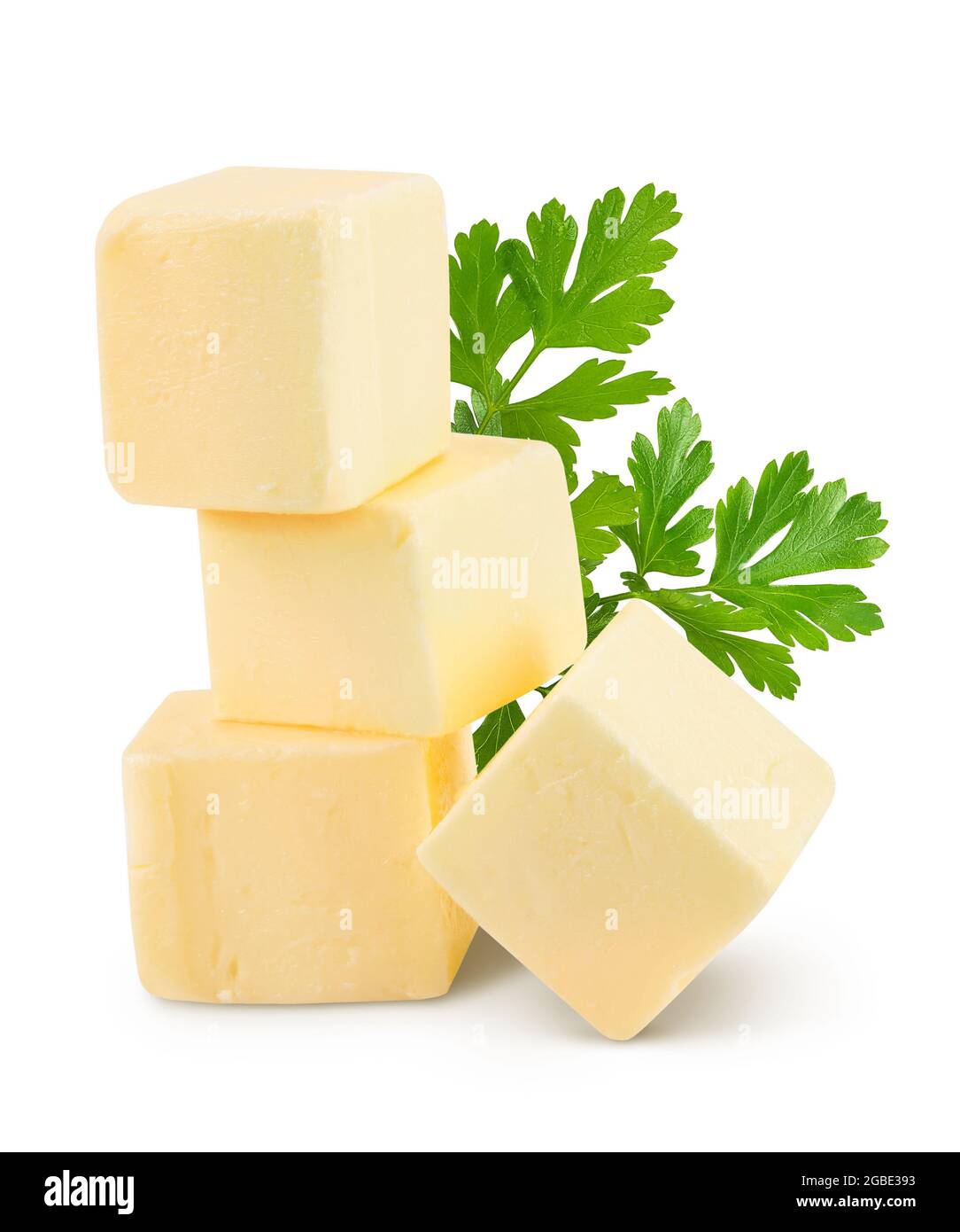 butter cube isolated on white background with clipping path and full ...