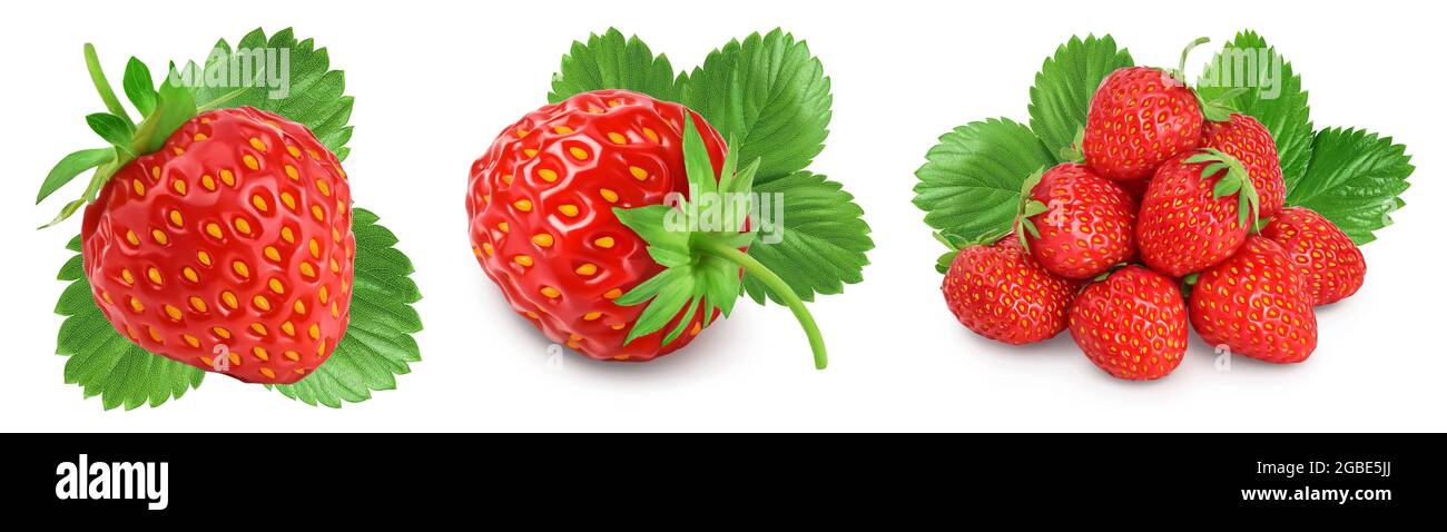 Strawberry and half isolated on white background. Fresh berry with full ...