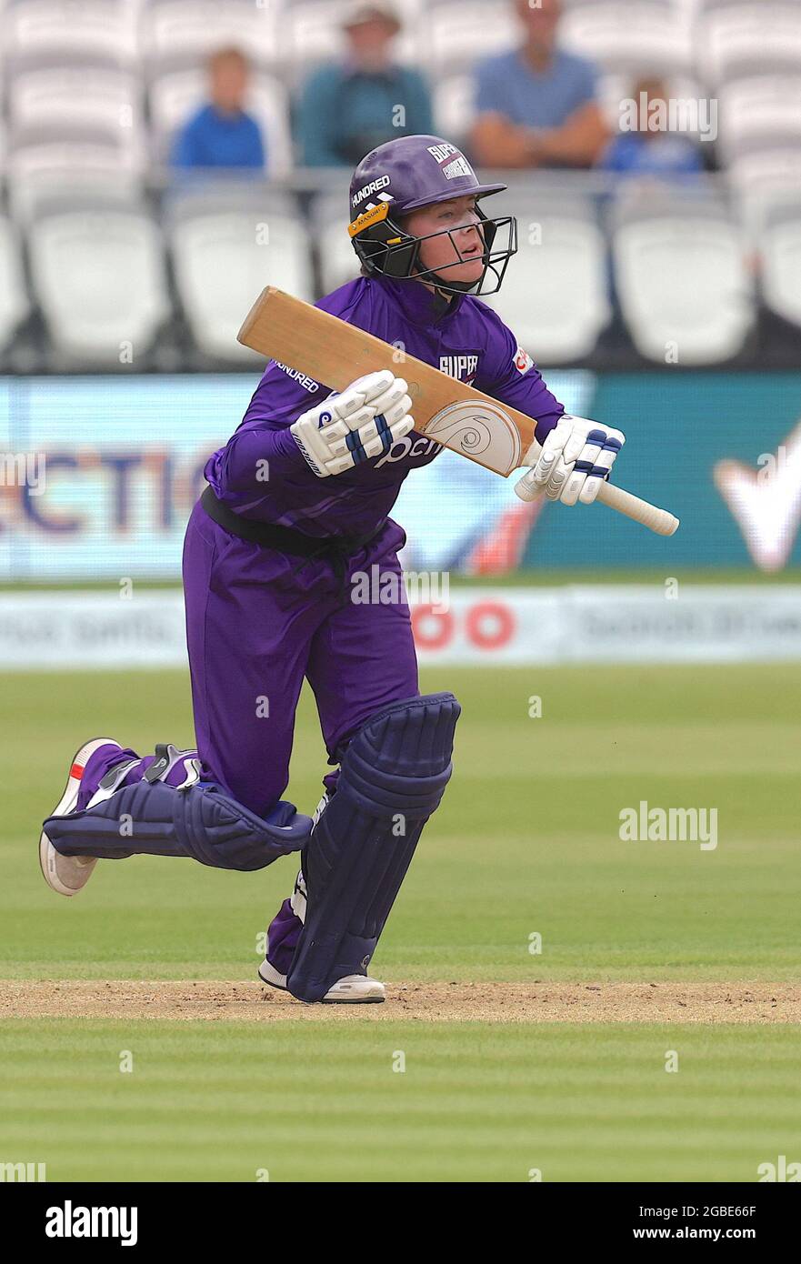 3 August, 2021. London, UK. Linsey Smith batting as the London Spirit ...