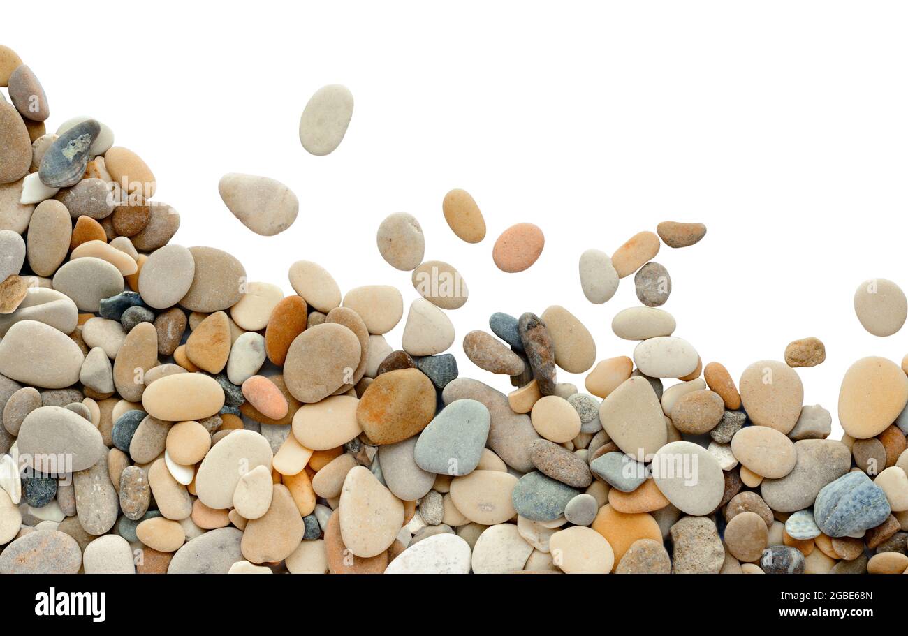 Pebbles texture border isolated on white background Stock Photo - Alamy