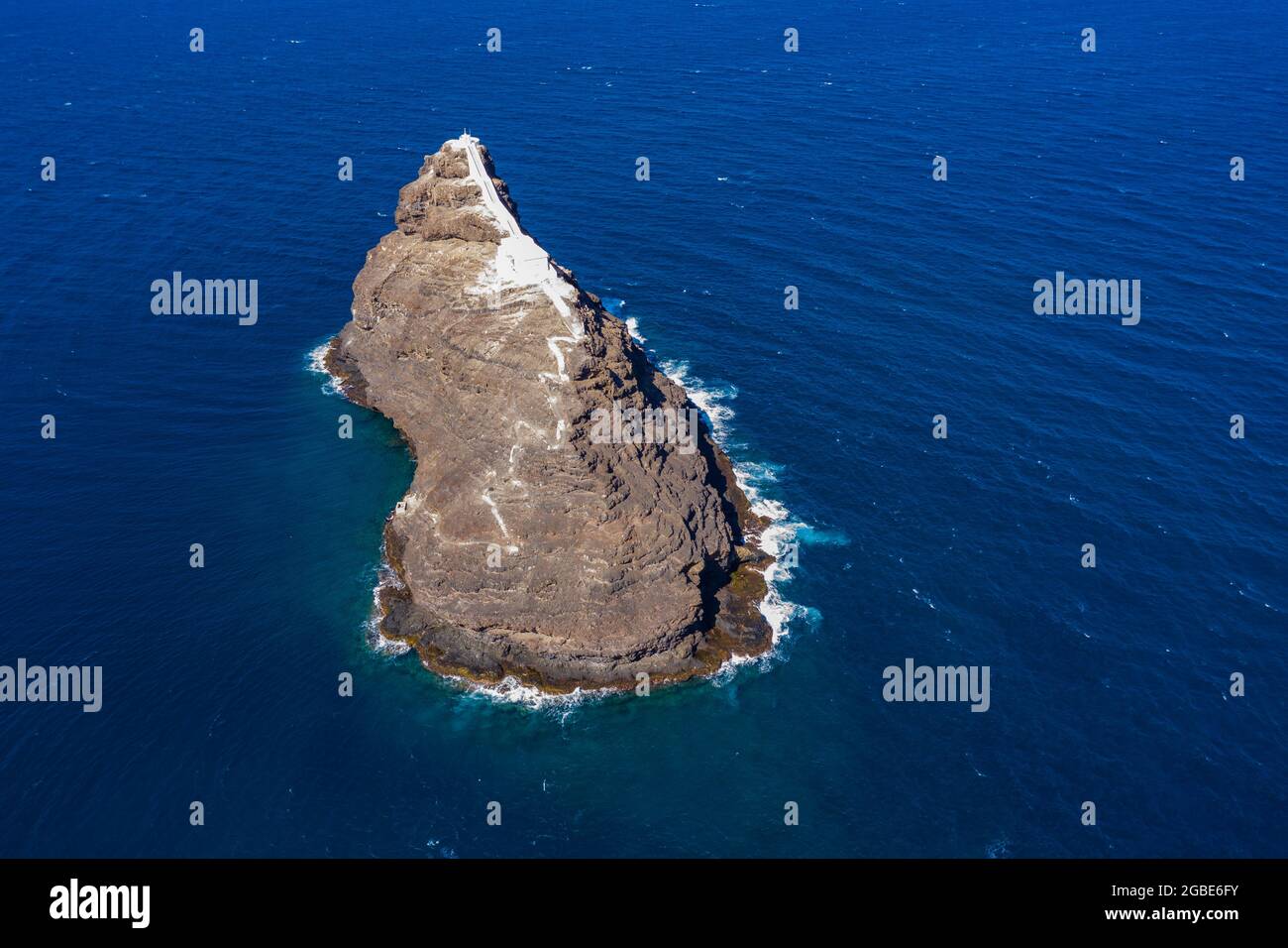 Aerial view of Djeu Island near Mindelo city in Sao Vicente Island in ...