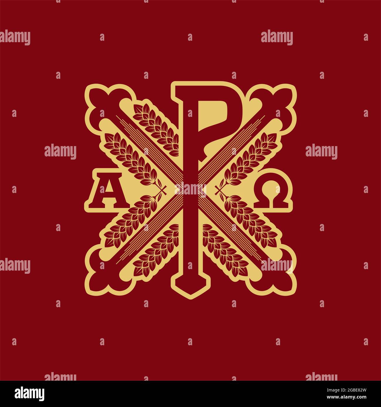 Christian illustration. Monogram of Jesus Christ - Chrismon. Golden ...