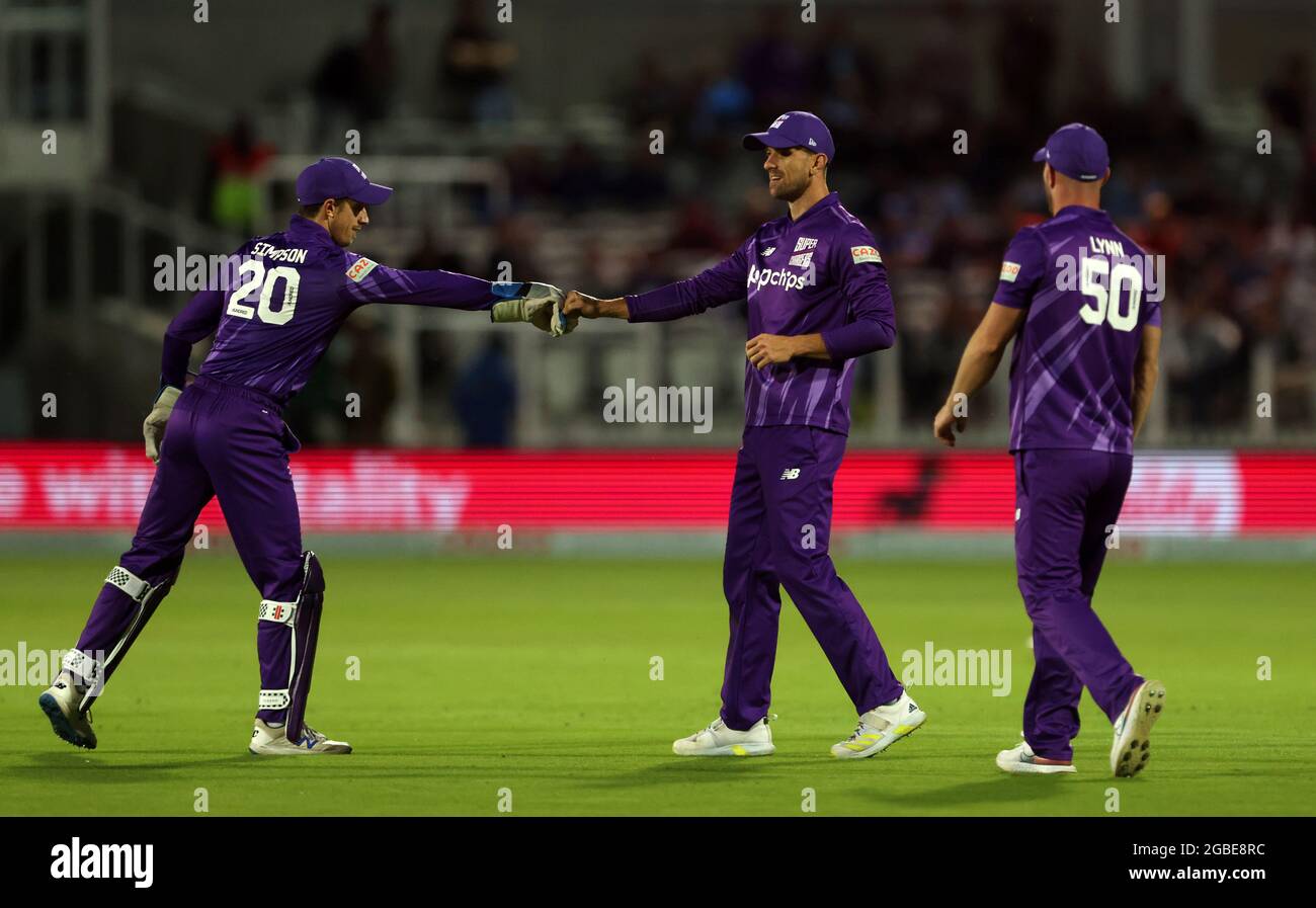 Northern Superchargers' Dane Vilas (centre) celebrates catching out ...