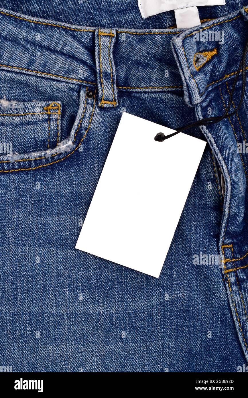 Empty Price Tag On Jeans Stock Photo - Alamy