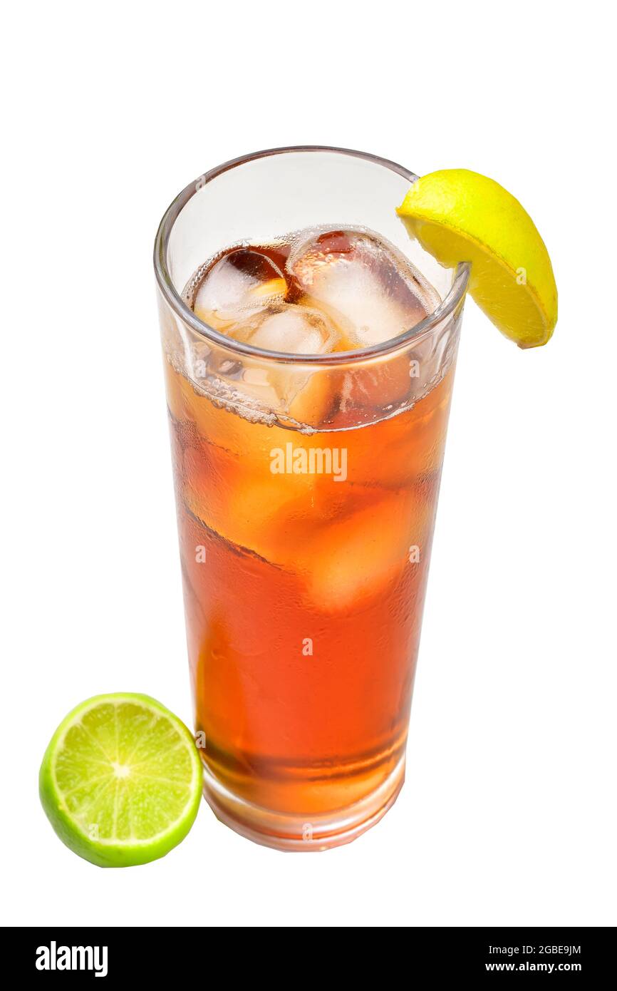Lemon Ice Tea Isolated On White Background With Clipping Path Stock ...