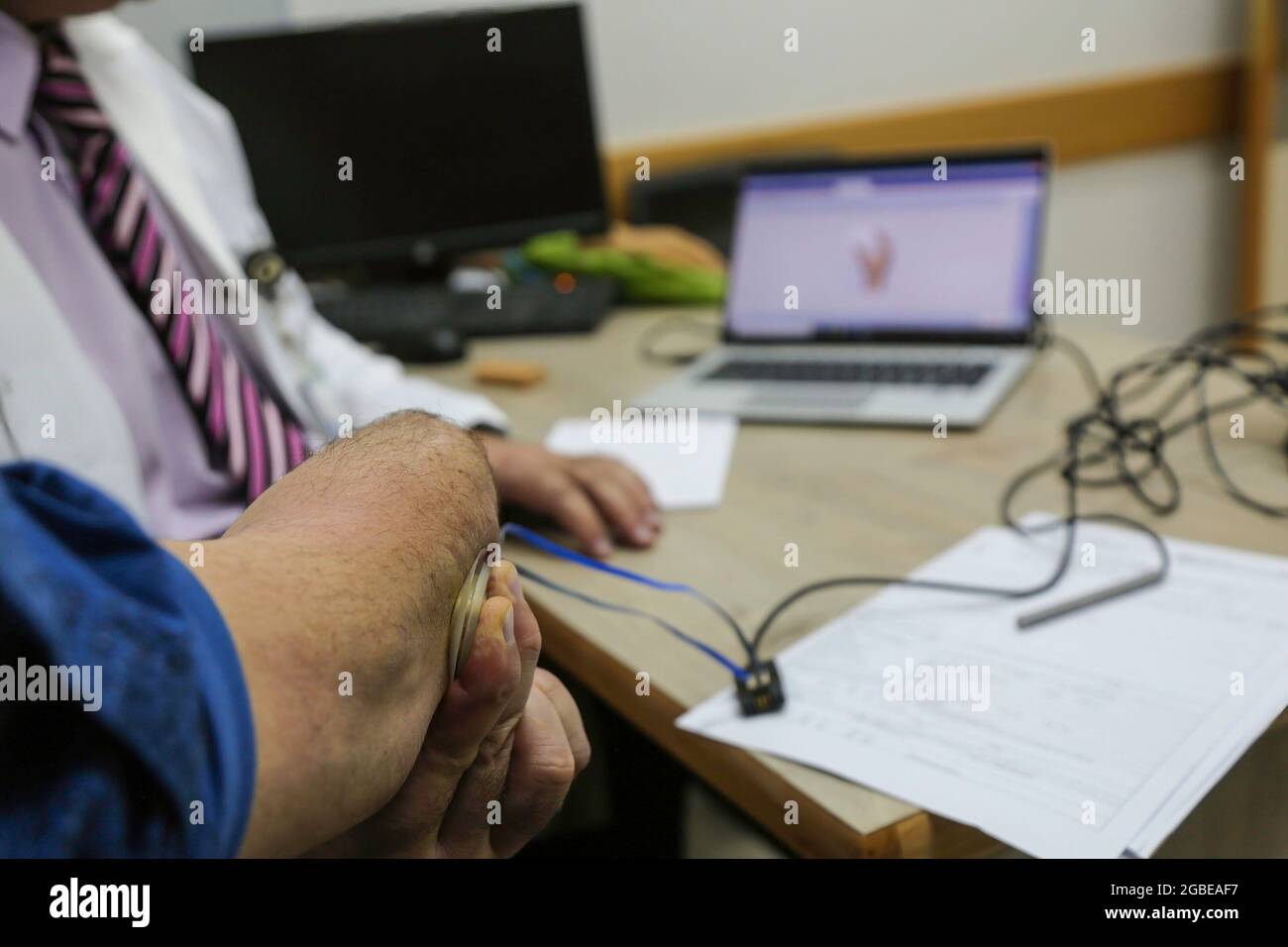 Gaza, Palestine. 03rd Aug, 2021. Palestinian doctors check brain ...