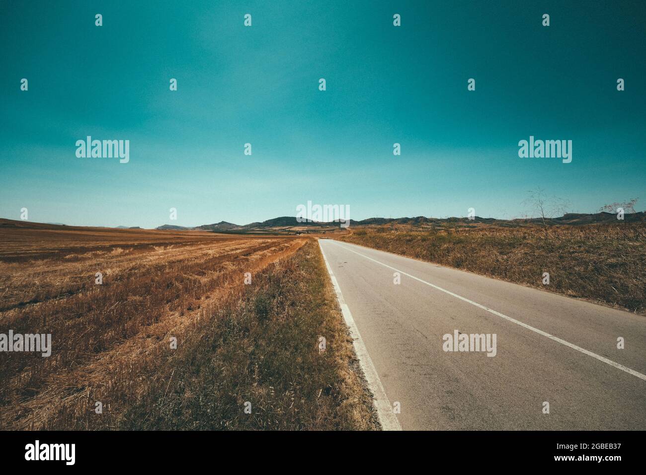 Closeup shot road fields hi-res stock photography and images - Alamy