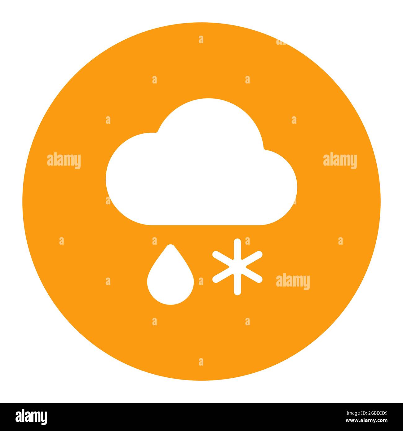 Cloud with snow and rain vector glyph icon. Meteorology sign. Graph ...