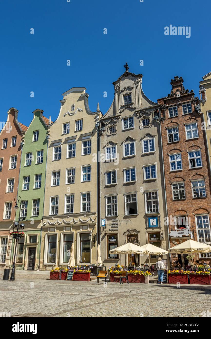 GDANSK, POLAND - Jun 14, 2021: A vertical shot of the Langer Markt in ...