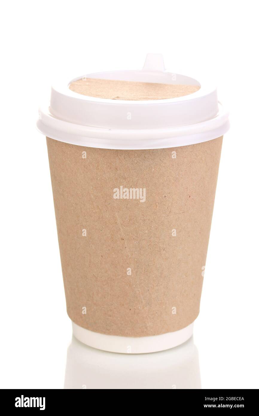 Paper cup of coffee isolated on white Stock Photo - Alamy