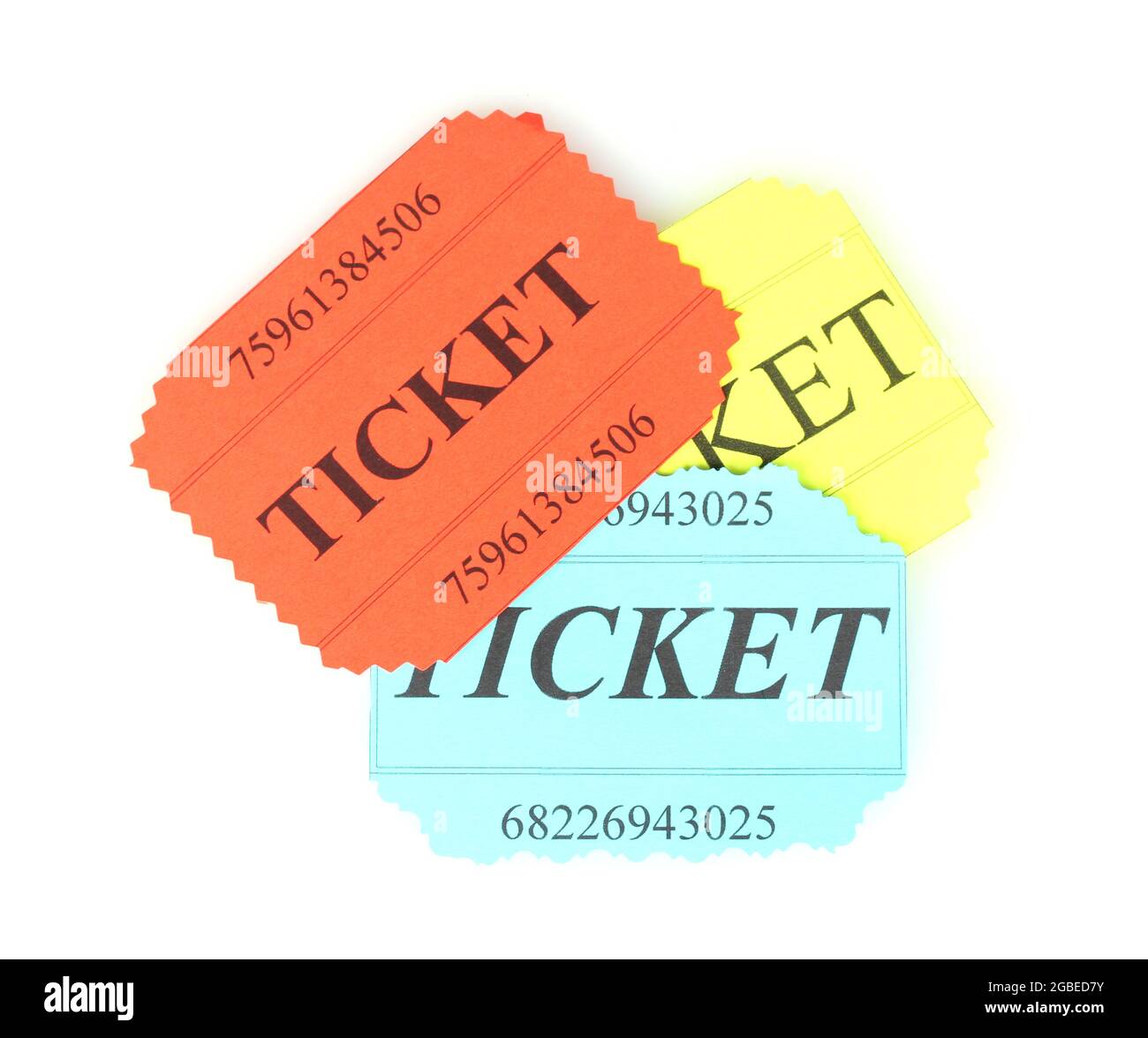 Colorful tickets isolated on white Stock Photo - Alamy