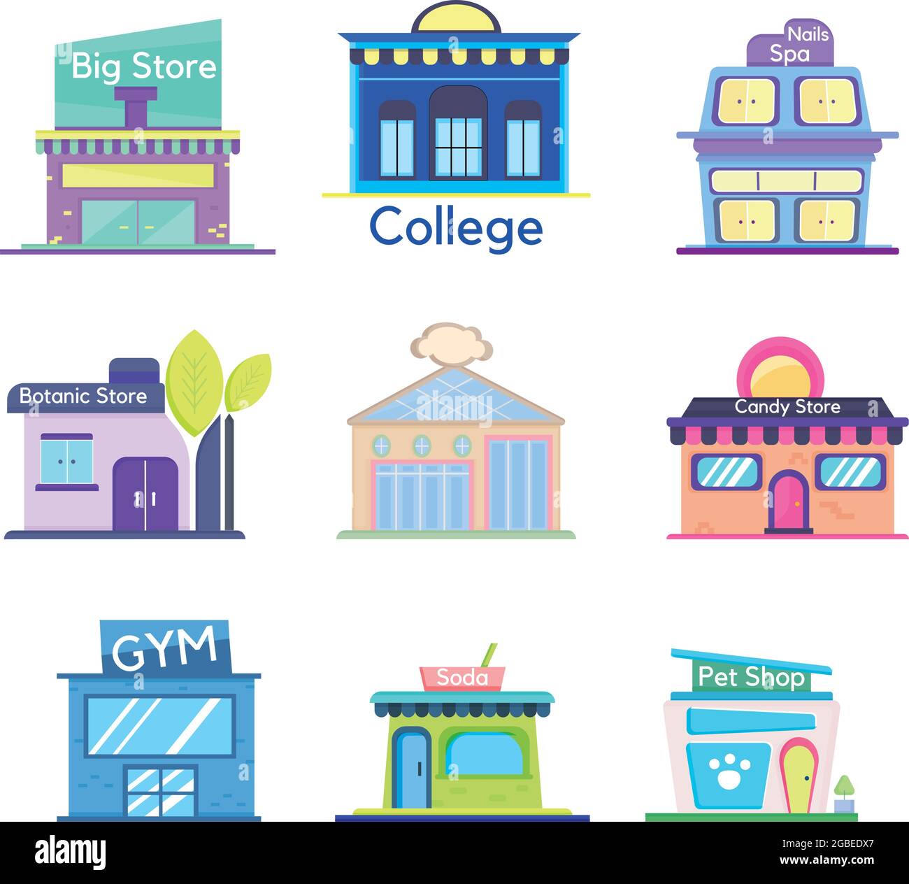 Set of different flat store icons Stock Vector Image & Art - Alamy