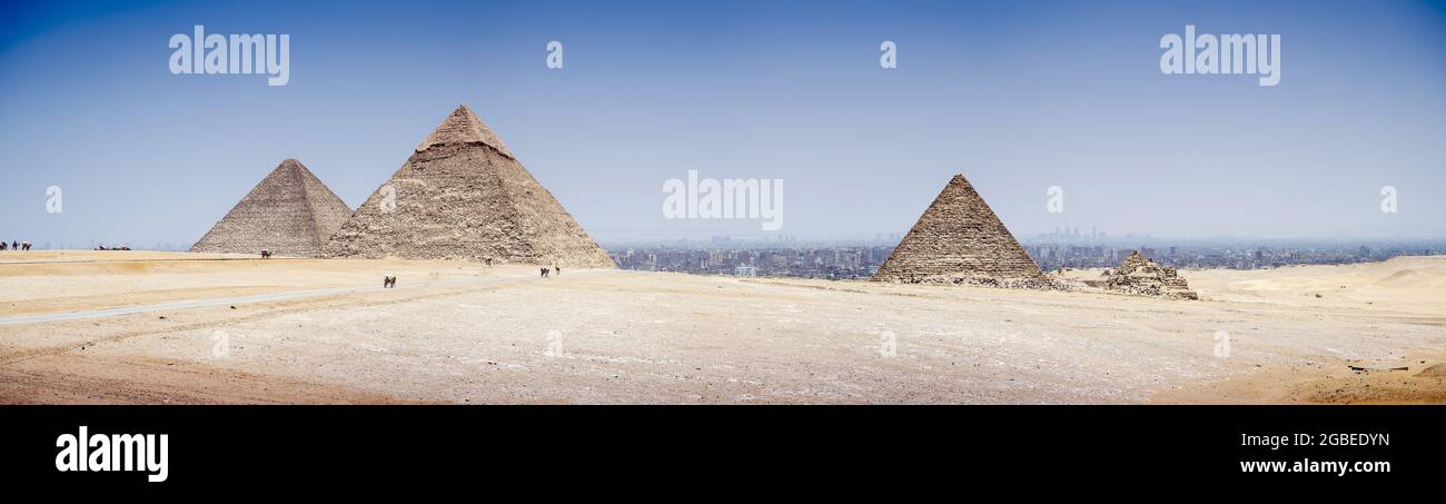 Panoramic view of famous pyramids of Giza, Cairo, Egypt Stock Photo - Alamy