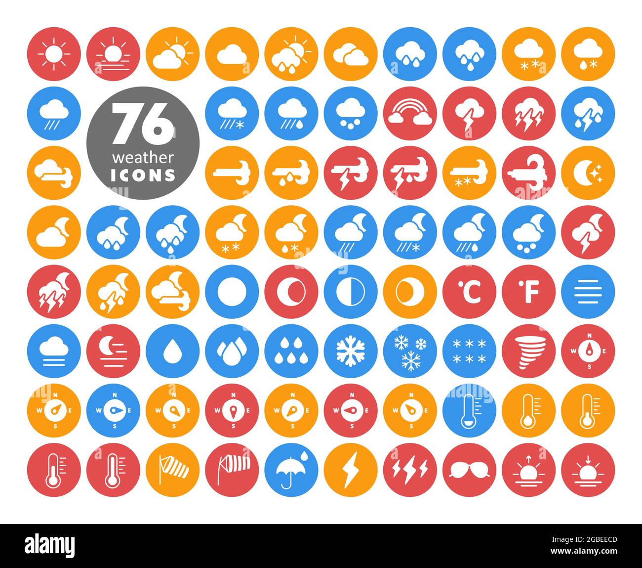 Vector weather forecast glyph icon set. Meteorology sign. Graph symbol ...